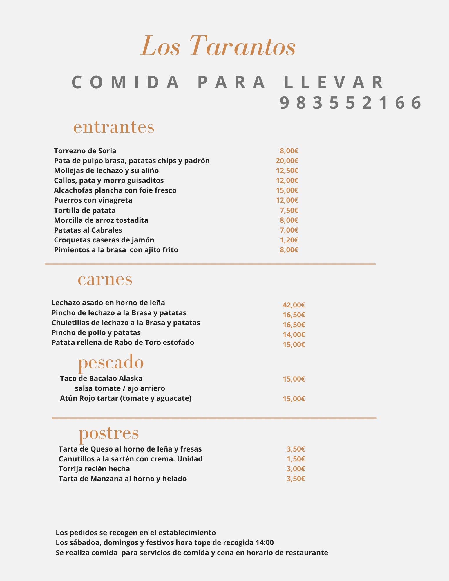 Comida para llevar – Bodega Los Tarantos